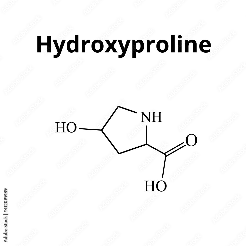 Amino acid Hydroxyproline. Chemical molecular formula Hydroxyproline ...