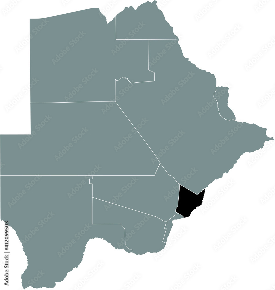 Black location map of the Botswanan Kgatleng district inside gray map ...