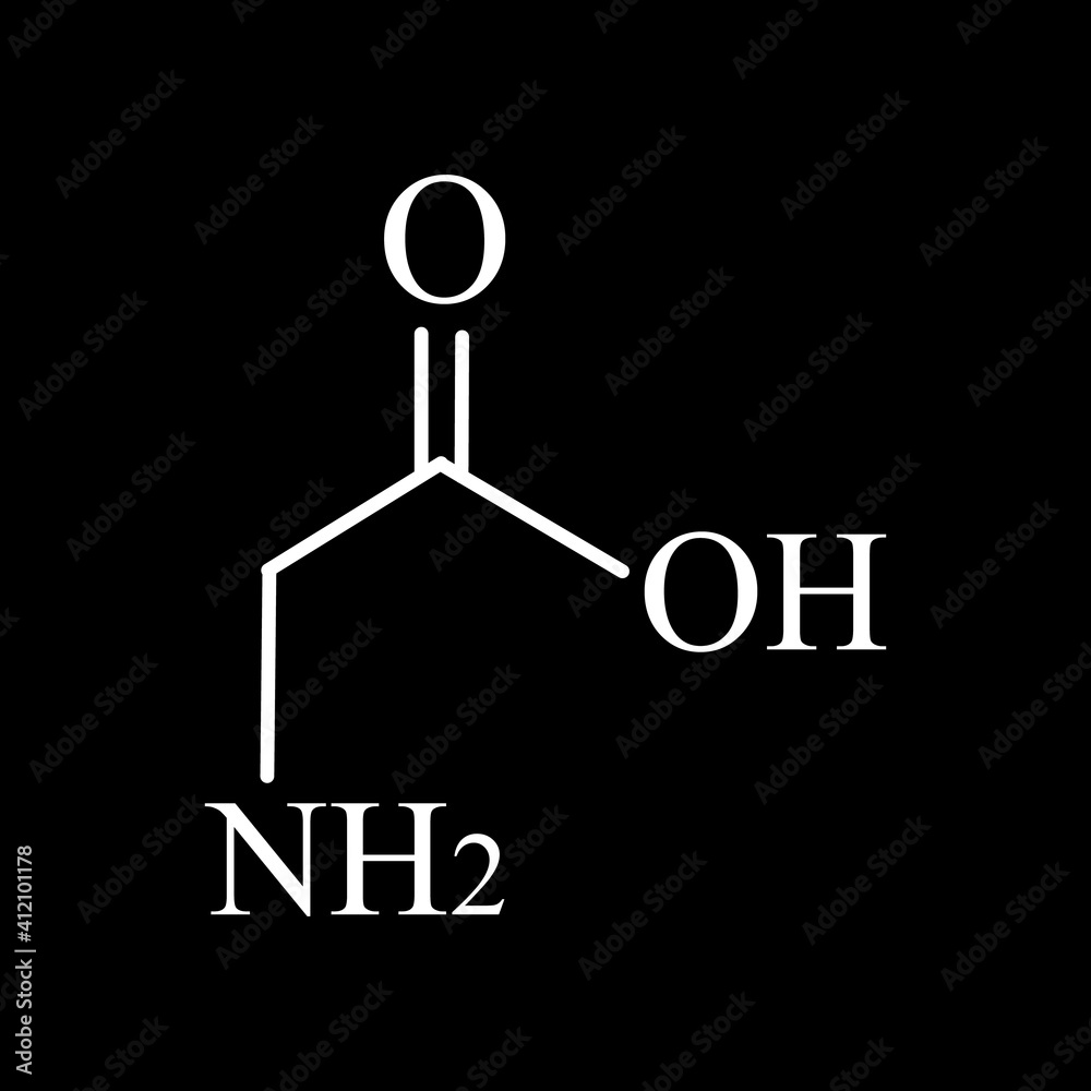 Amino acid Glycine. The chemical molecular formula of glycine is an ...