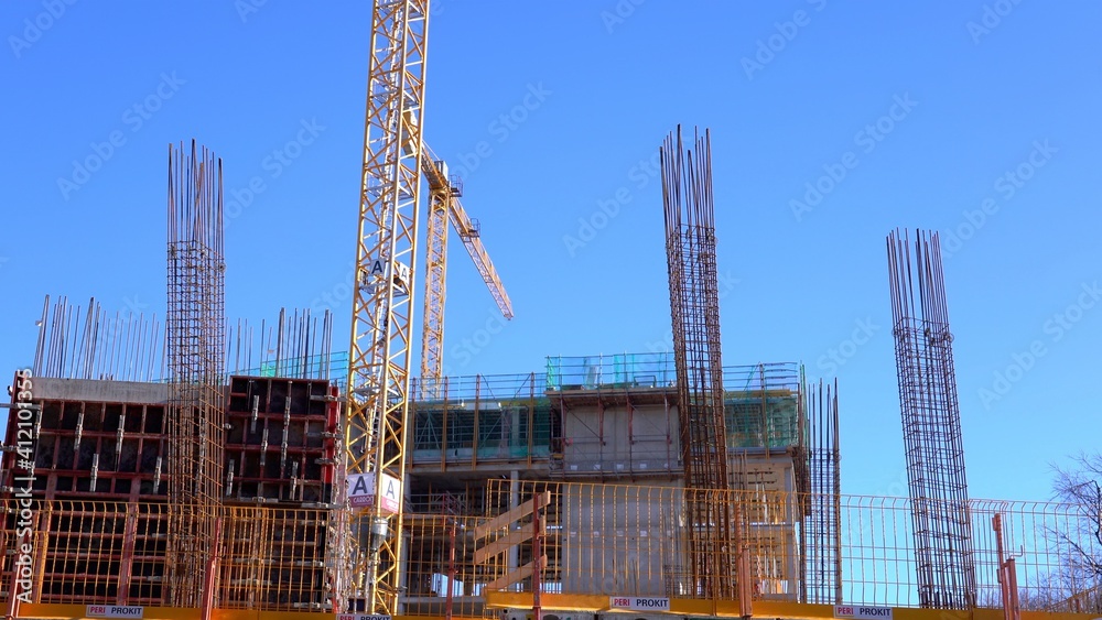 Construction site for the construction of a new building - gru cranes ...