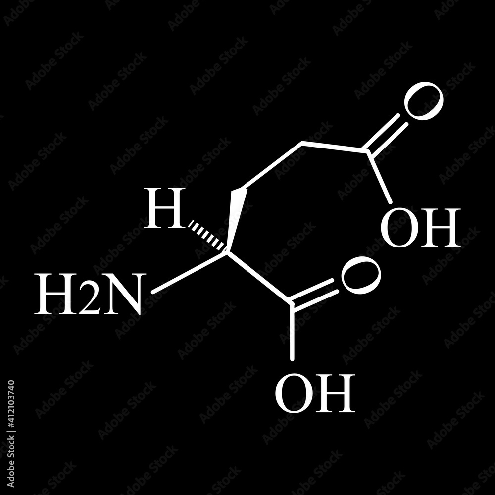 Glutamic acid is an amino acid. Chemical molecular formula glutamic ...
