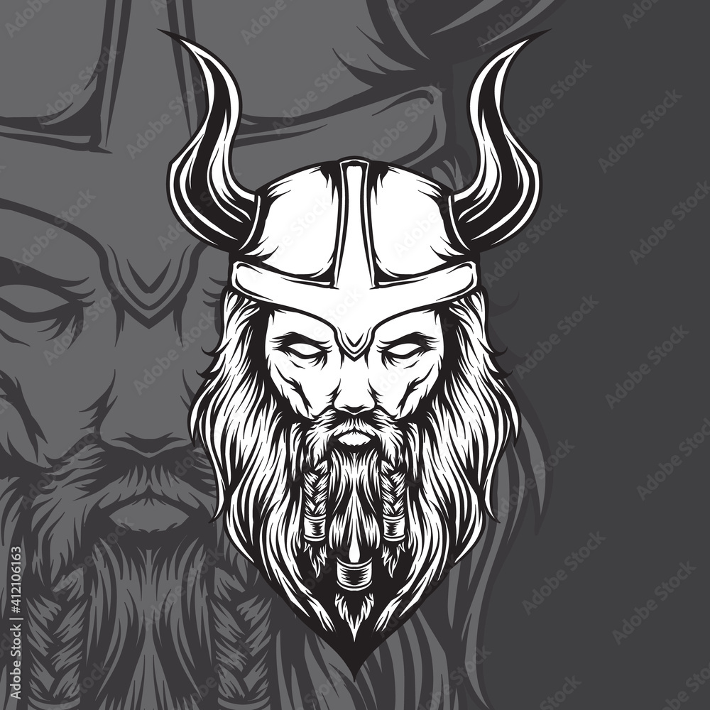 scandinavian god odin illustration art Stock Vector | Adobe Stock