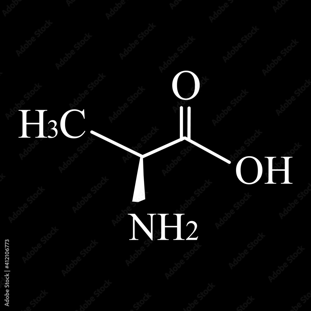 Alanine is an amino acid. Chemical molecular formula Alanine amino acid ...