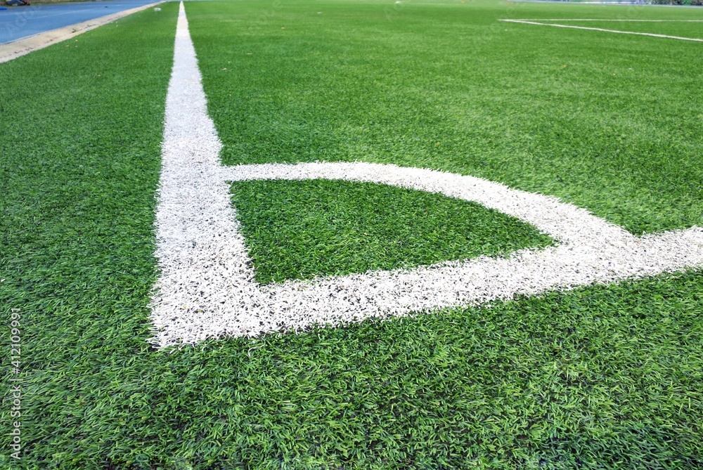 Corner Soccer Field Or Football Field Texture Background. White Lines ...