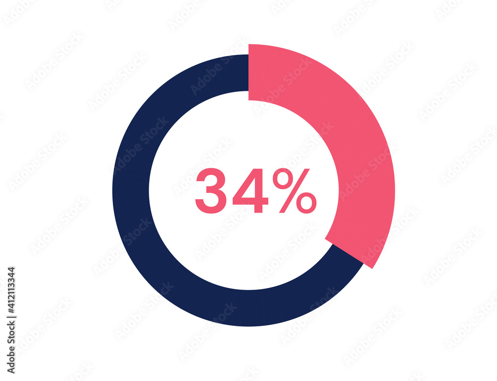 34% circle diagrams Infographics vector, 34 Percentage ready to use for ...