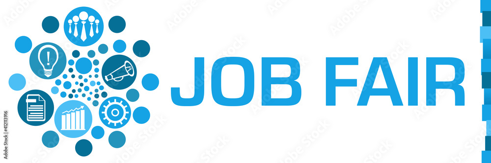 Job Fair Blue Dots Circular Business Symbols Left Stock Illustration ...