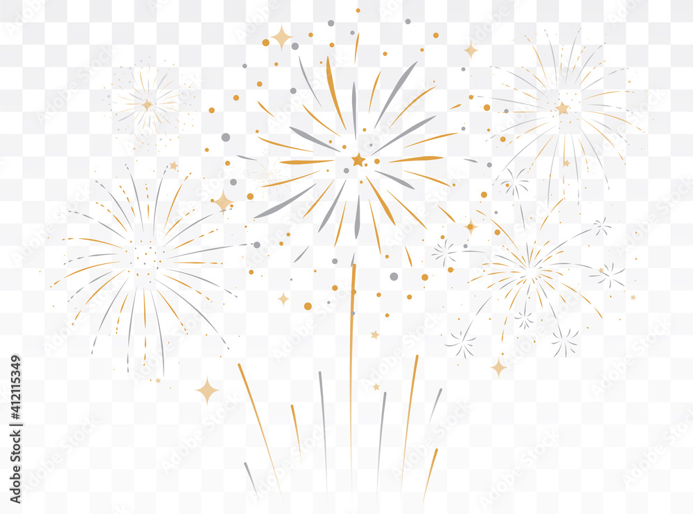 bursting fireworks with stars and sparks isolated on transparent ...