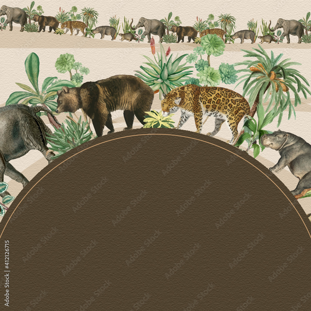 Wildlife border vector gold frame with design space Stock Vector ...