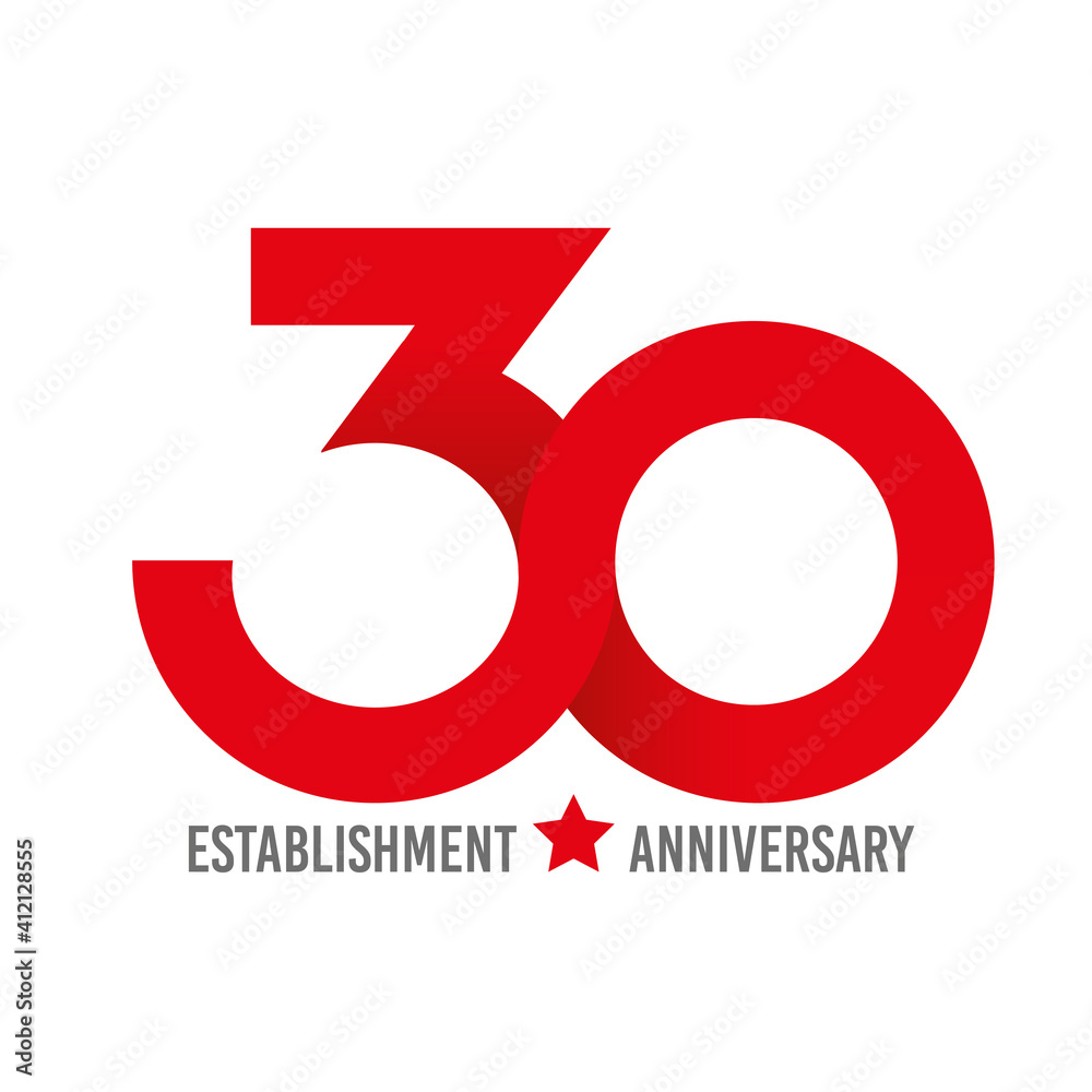 30th year vector logo design, foundation anniversary Stock Vector ...