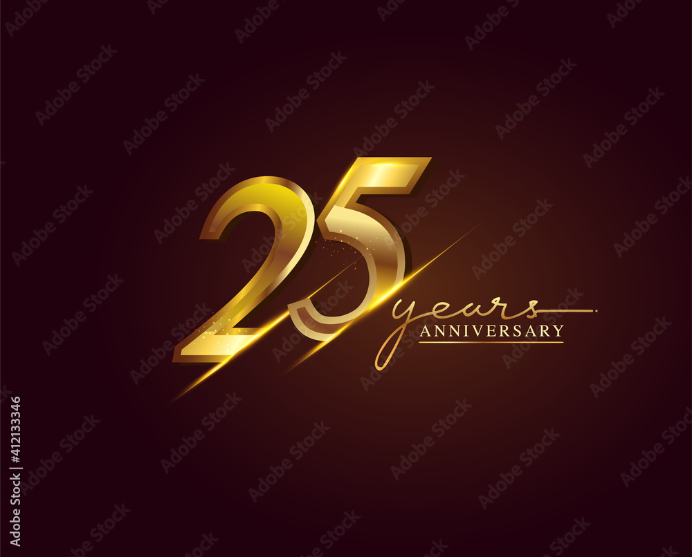 25 Years Anniversary Logo Golden Colored isolated on elegant background ...
