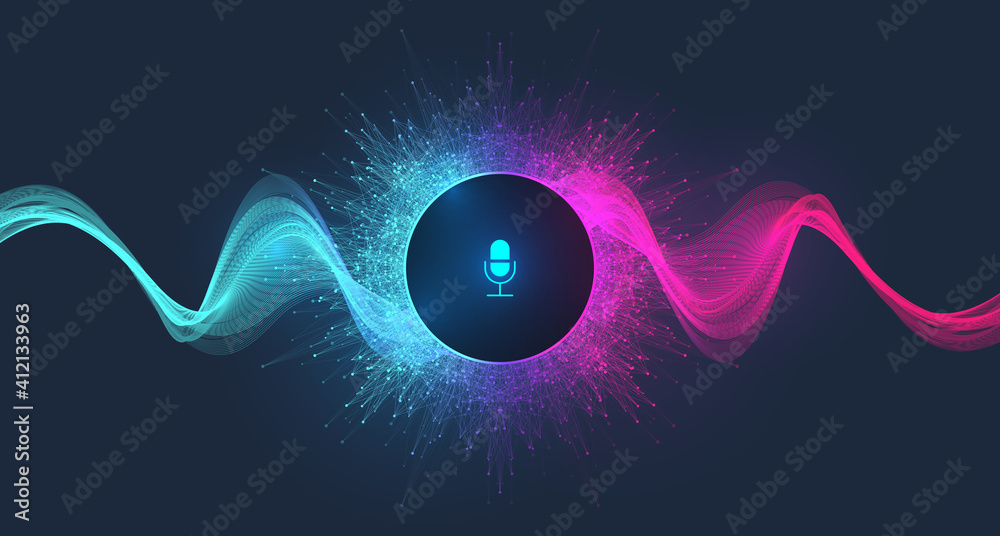 Voice assistant concept. Vector sound wave. Voice and sound recognition ...