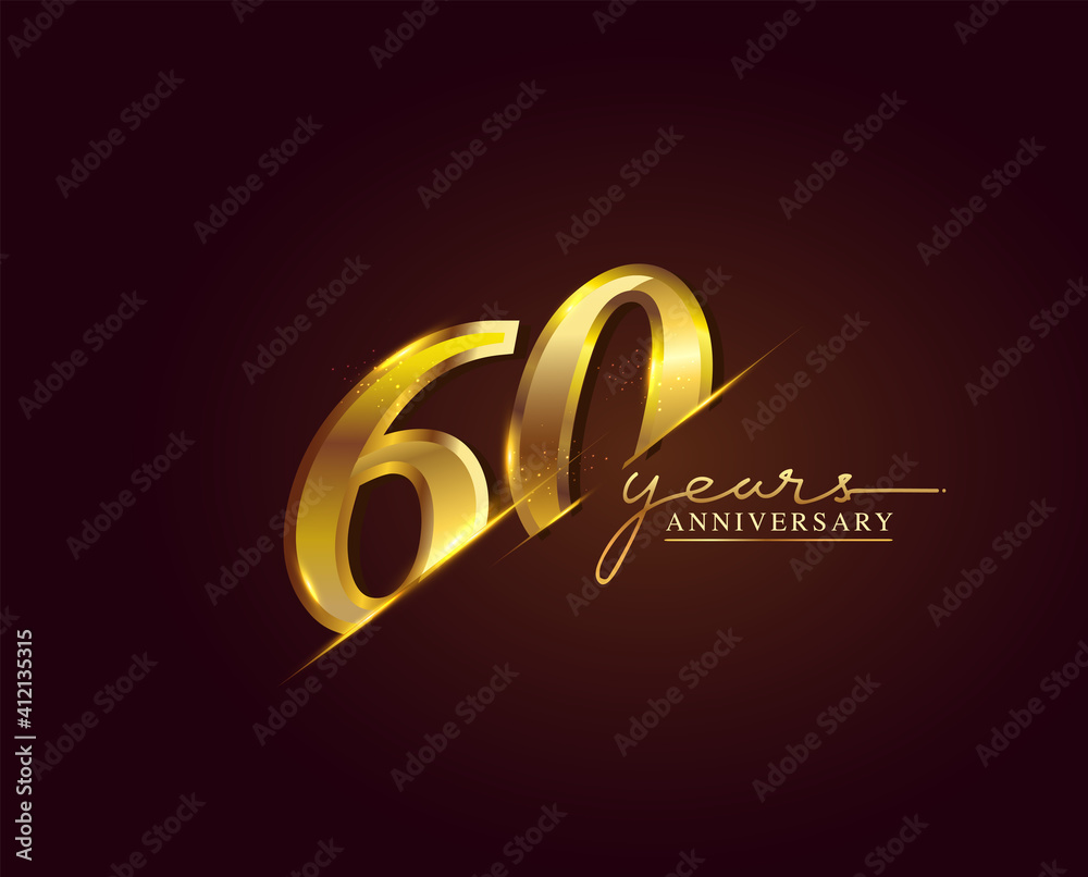 60 Years Anniversary Logo Golden Colored isolated on elegant background ...