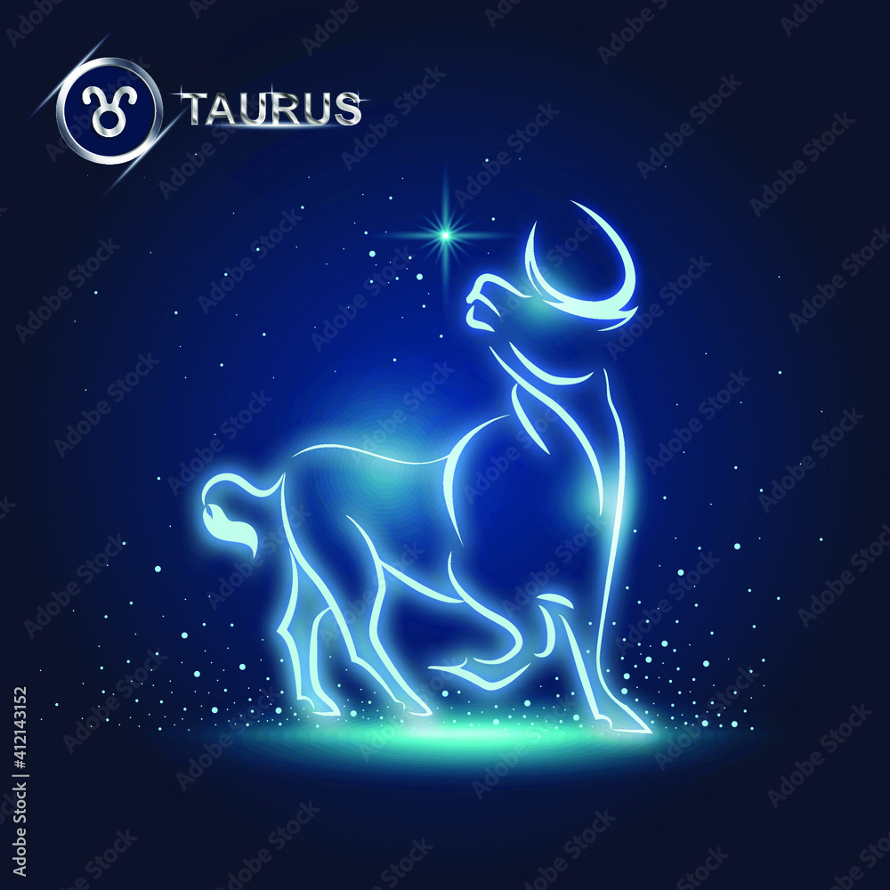 vector of taurus horoscope sign in twelve zodiac with galaxy stars ...