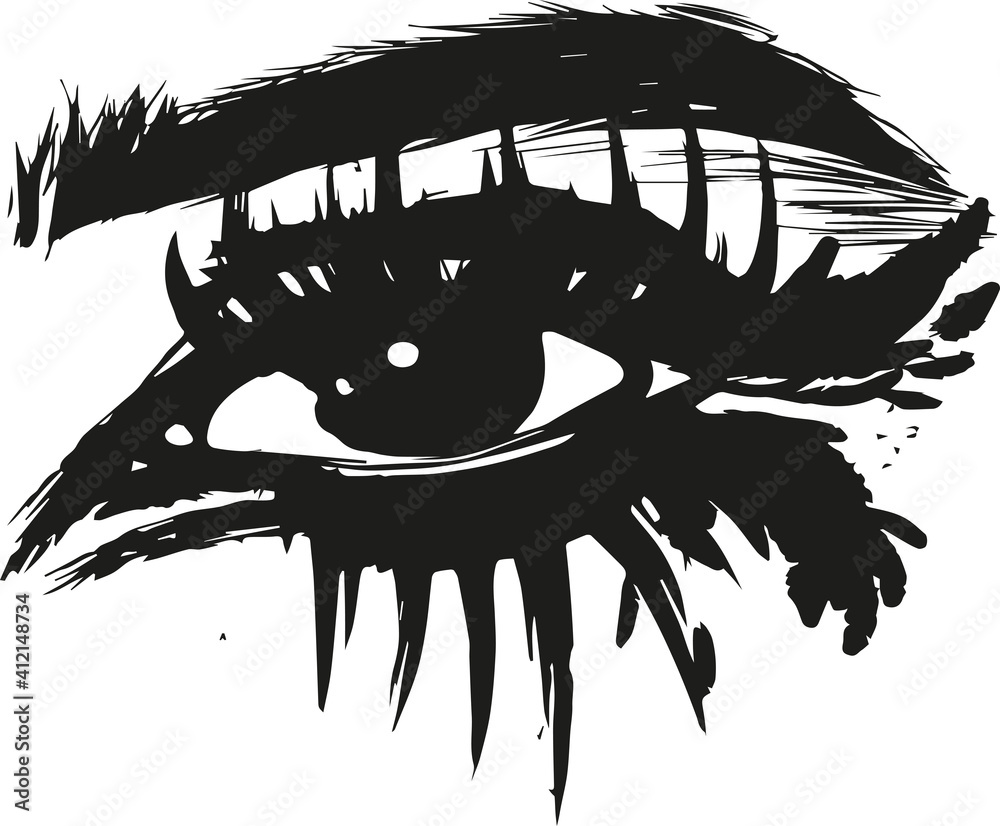 Realistic black and white vector eye art Stock Vector | Adobe Stock