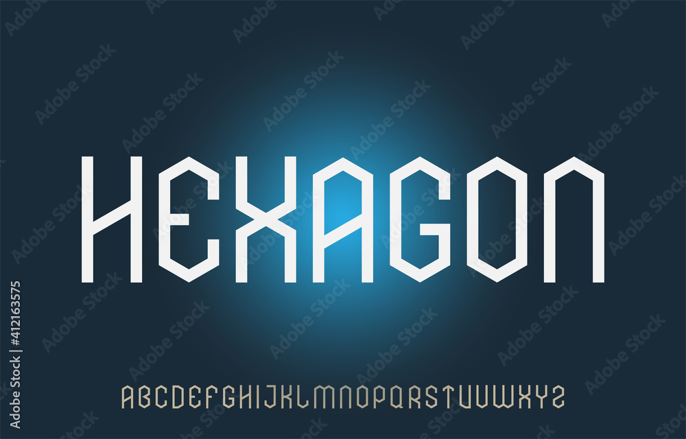 hexagon shaped calligraphy alphabet lettering a to z font family Stock ...