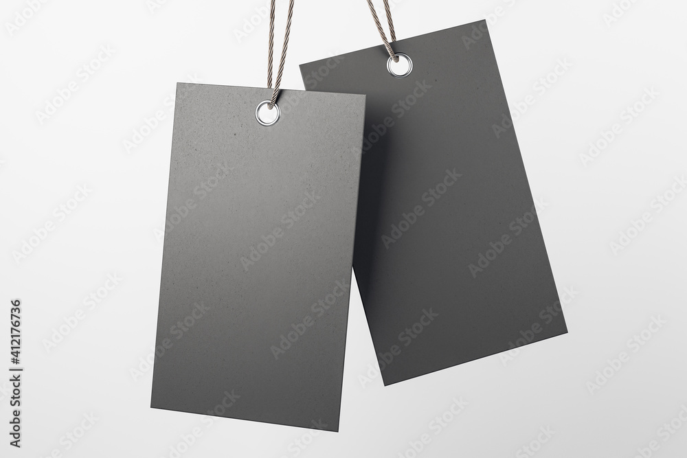 Blank hanging tags made from recycled beige and white eco-friendly ...