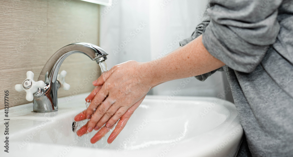 Step 7. The correct technique and instructions for washing hands. Stock ...