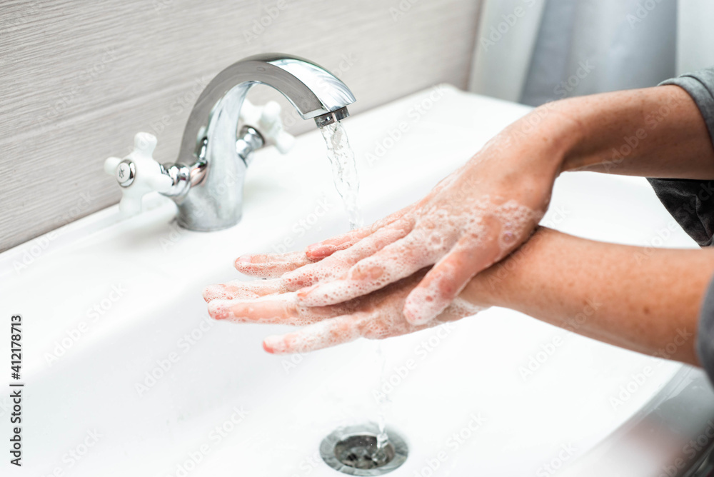 Step 2. The correct technique and instructions for washing hands. Stock ...