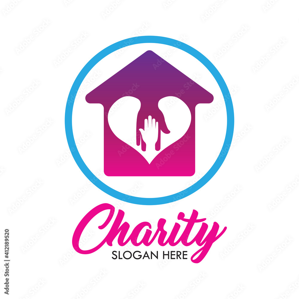 charity and care logo, emblems and insignia with text space for your ...