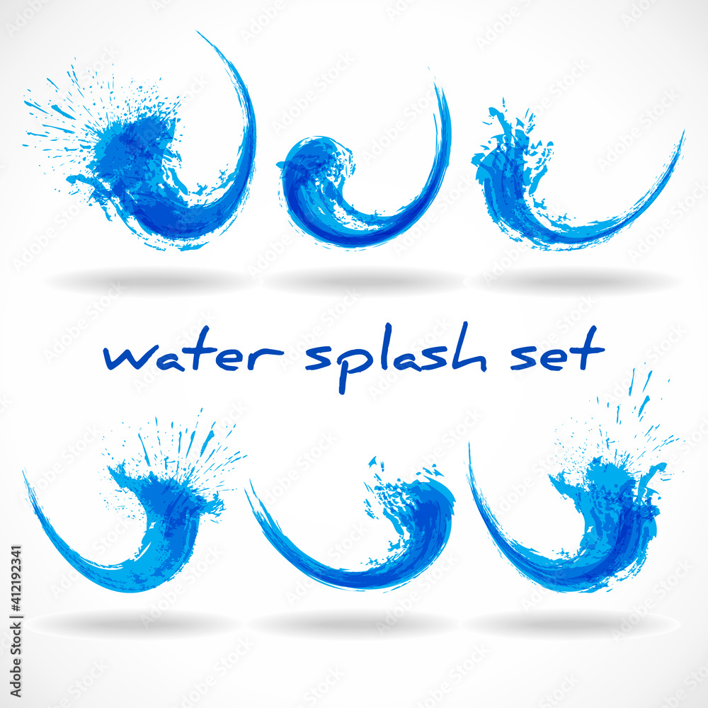 Blue water waves logo collection. Abstract eco fluid stream template ...