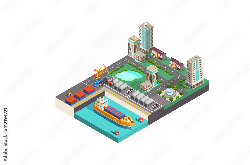 Modern Vector isometric icon or infographic residential city element ...