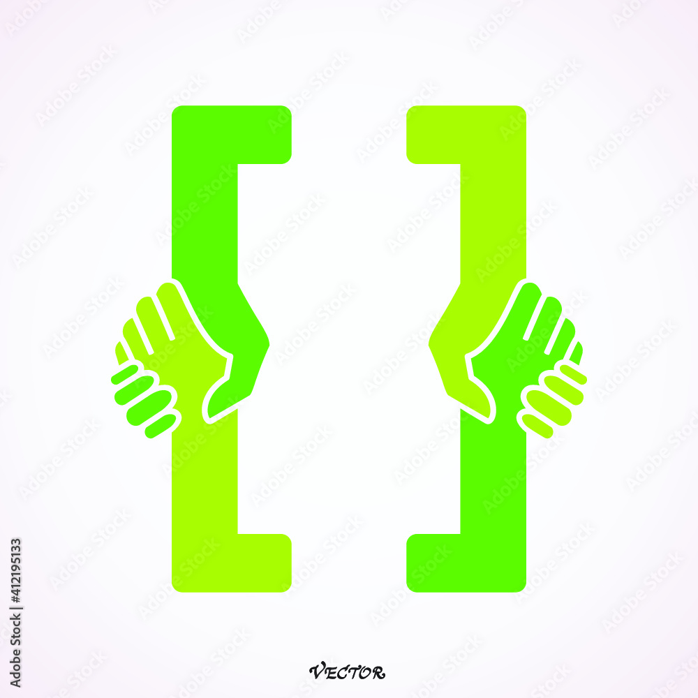 square brackets handshake on white background, stock vector Stock ...