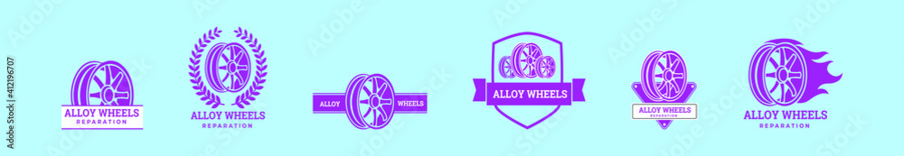 Vetor de set of alloy wheel logo cartoon icon design template with ...