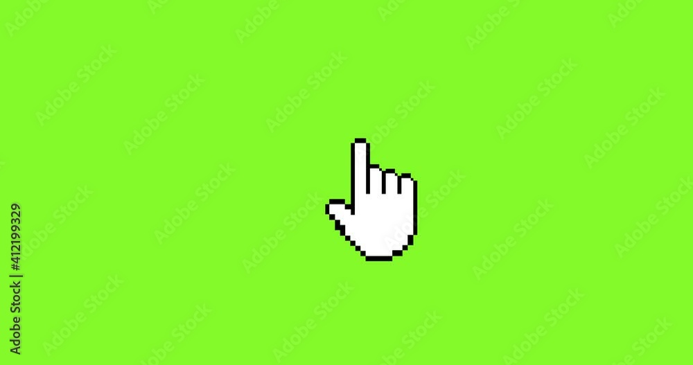 Pointer hand cursor clicking. Technology and Internet icons animation ...