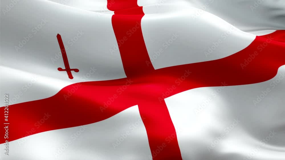 London City flag waving in wind video footage Full HD. Realistic London ...