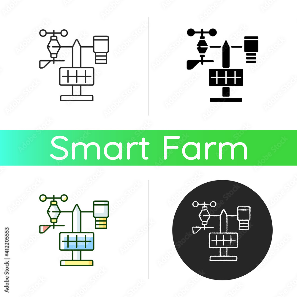 Weather stations icon. Agriculture meteo analysis. Optimal farming ...