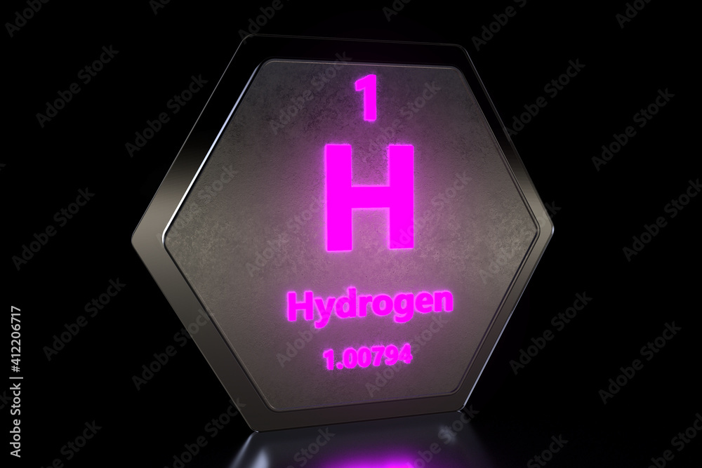 Hydrogen chemical element Sign with atomic number and atomic weight ...
