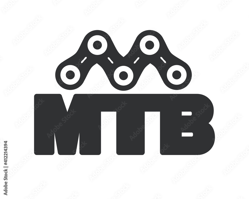 Mtb lettering. Mountain bike vector. Bicycle chain symbol. Cycling ...