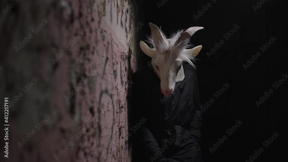 Anxiety, addiction concept. Mysterious, shaking man in an abandoned ...