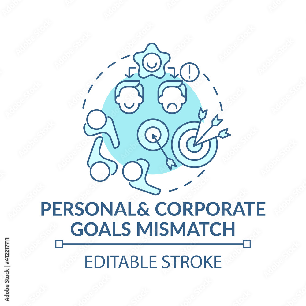 Mismatch of goals concept icon. Dissatisfaction of new worker idea thin ...