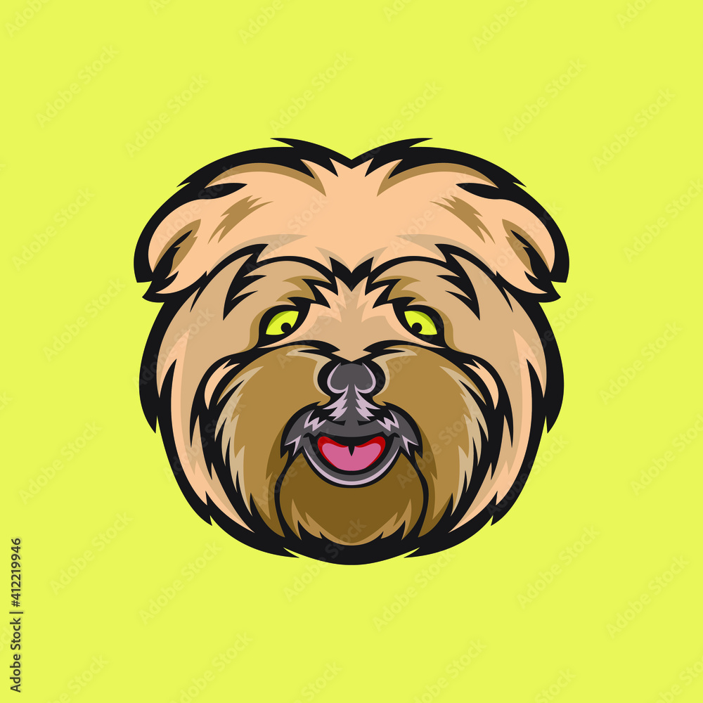 vector logo illustration of a furry dog head Stock Vector | Adobe Stock