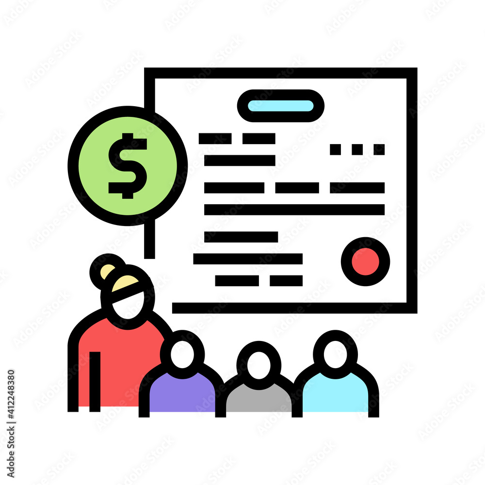 large family children allowance color icon vector. large family ...