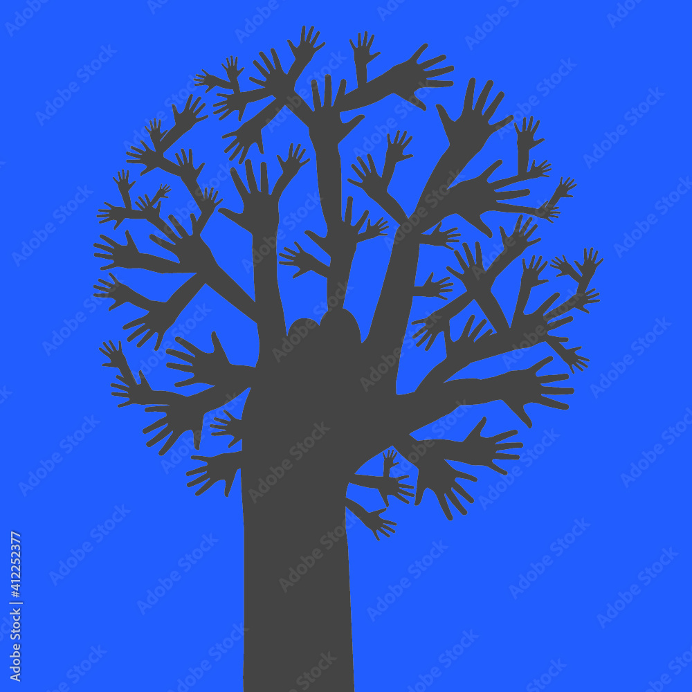 Tree of hands Stock Vector | Adobe Stock
