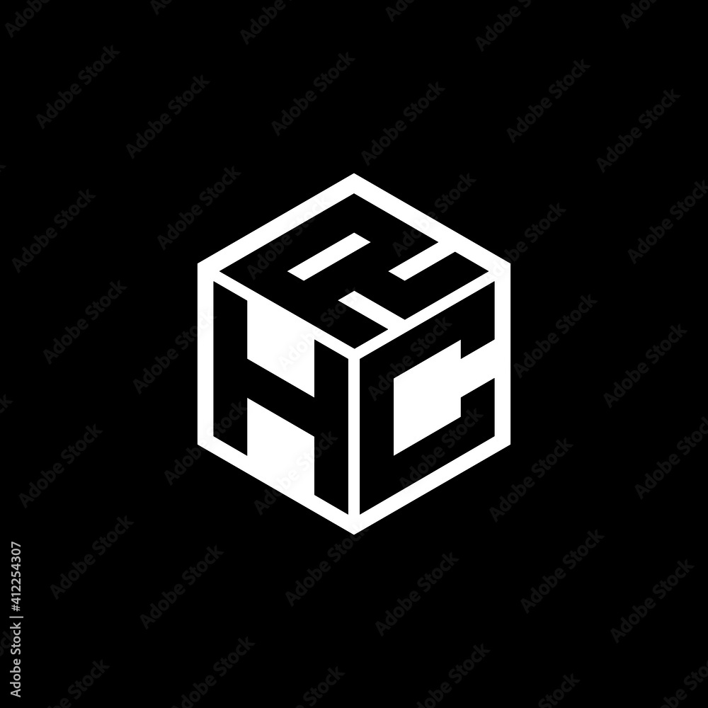HCR letter logo design with black background in illustrator, cube logo ...