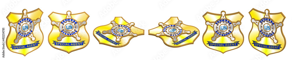 3d set of fictional badges or icons of the United States Secret Service ...
