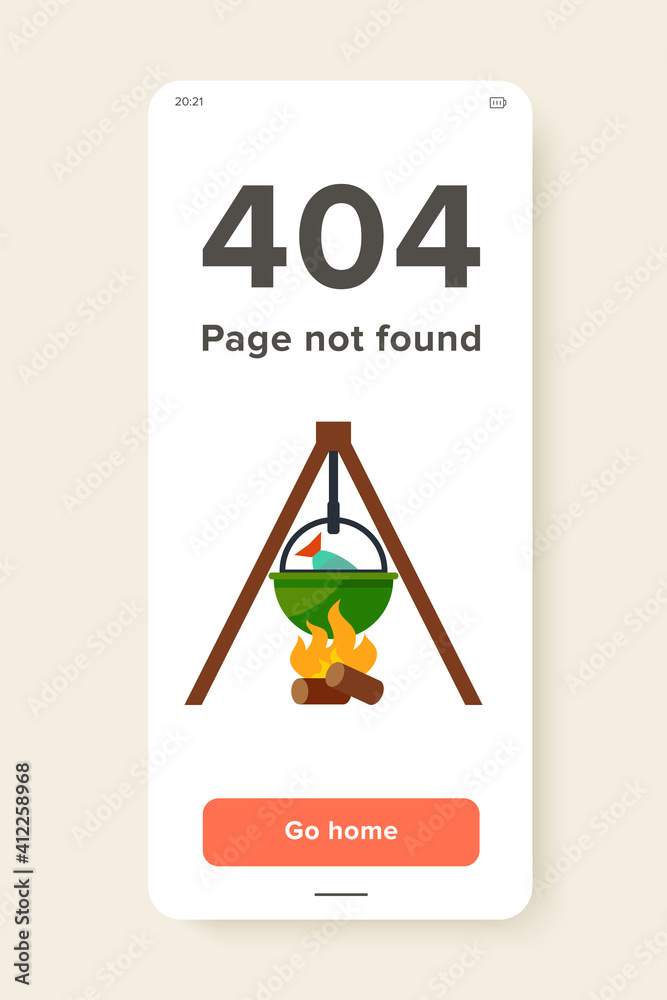 Vector icon of fishing pot hanging on tripod over campfire. Fish soup ...