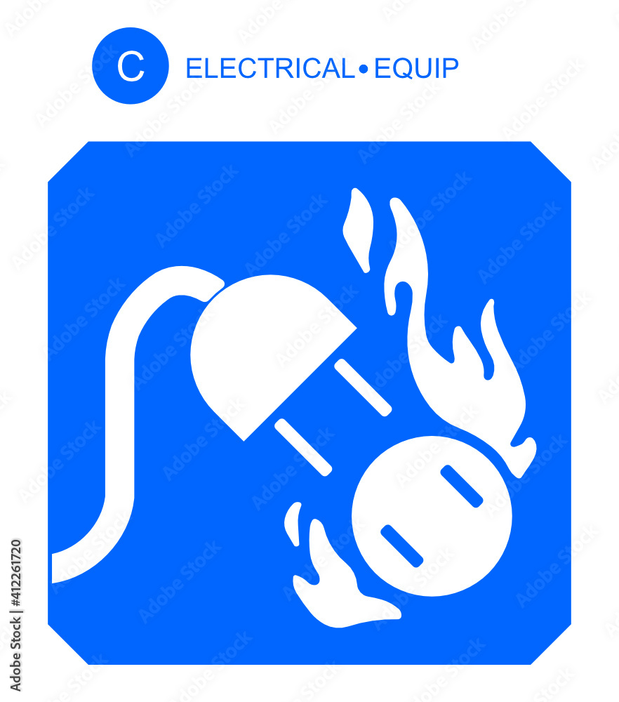 Fire extinguisher label vector isolated on white background, Electrical ...