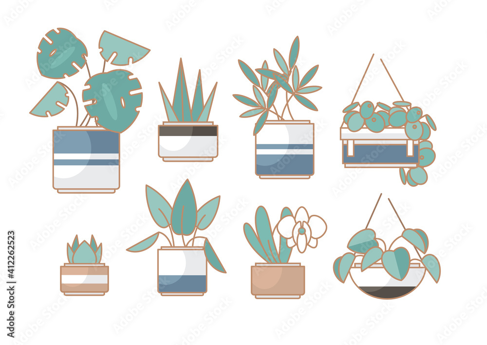 Indoor Plants. Cartoon vector illustration Stock Vector | Adobe Stock