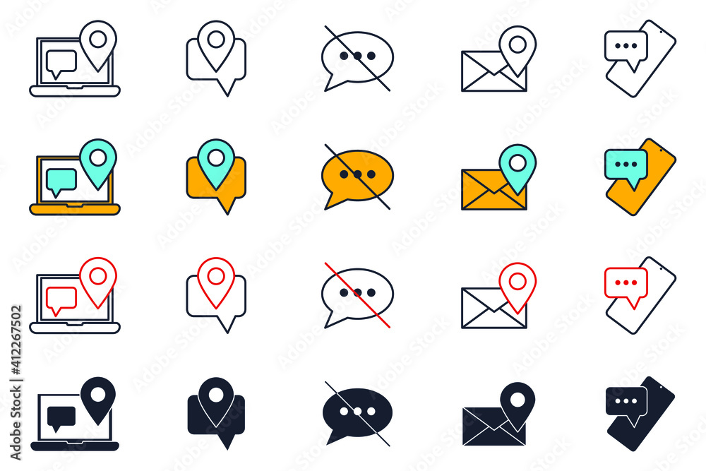 Set of Message Chat icon. SMS mail pack symbol template for graphic and ...