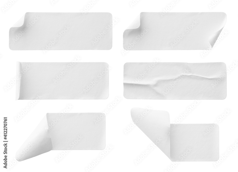 Blank white paper sticker label set collection isolated on white ...