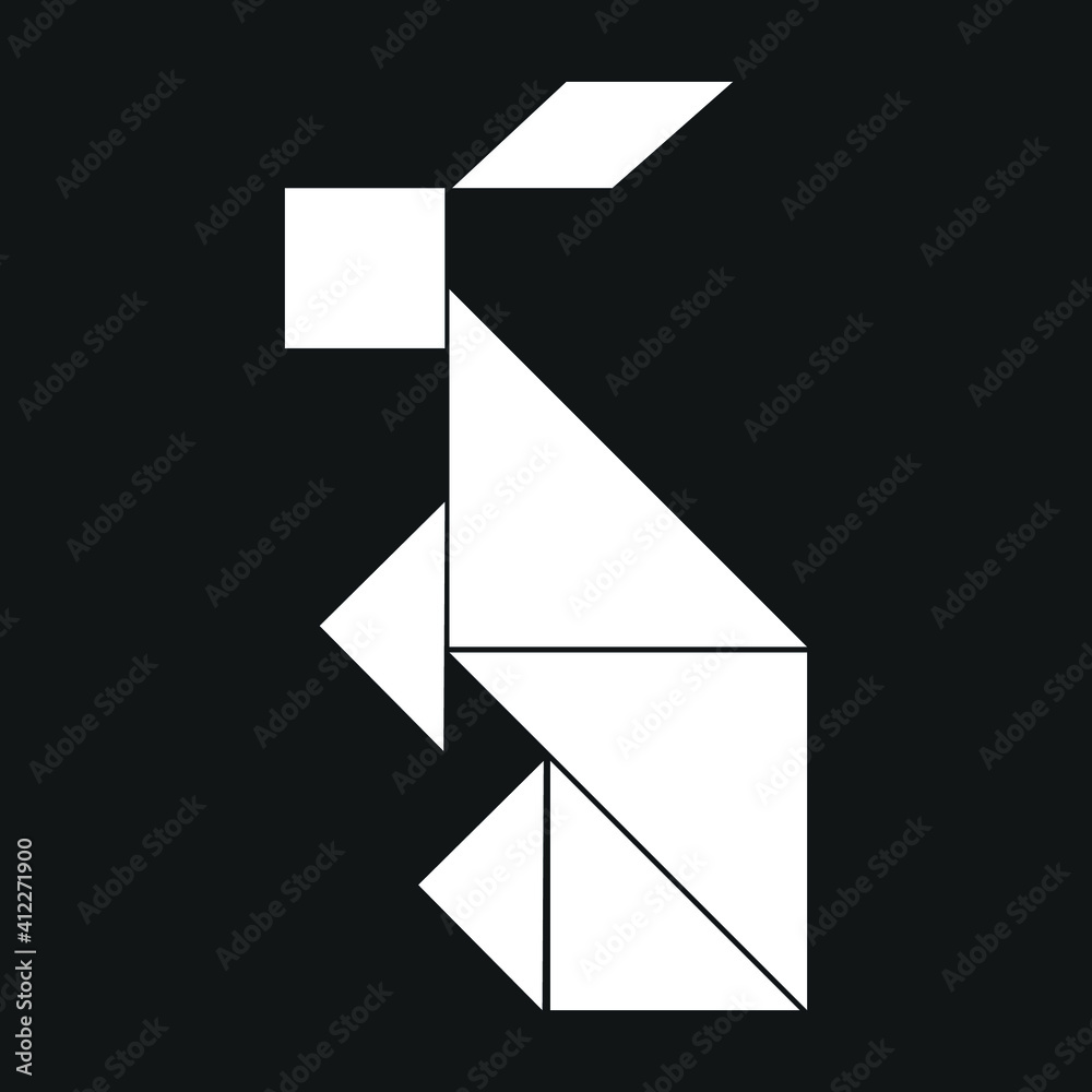 Hare tangram icon. Geometry shapes. Rabbit or bunny. Stock Vector ...