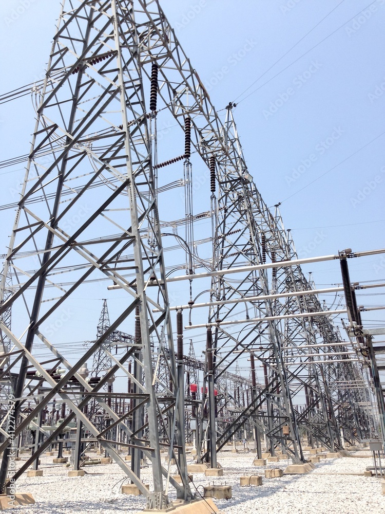 High voltage power transmission line of high voltage switchyard, GIS ...