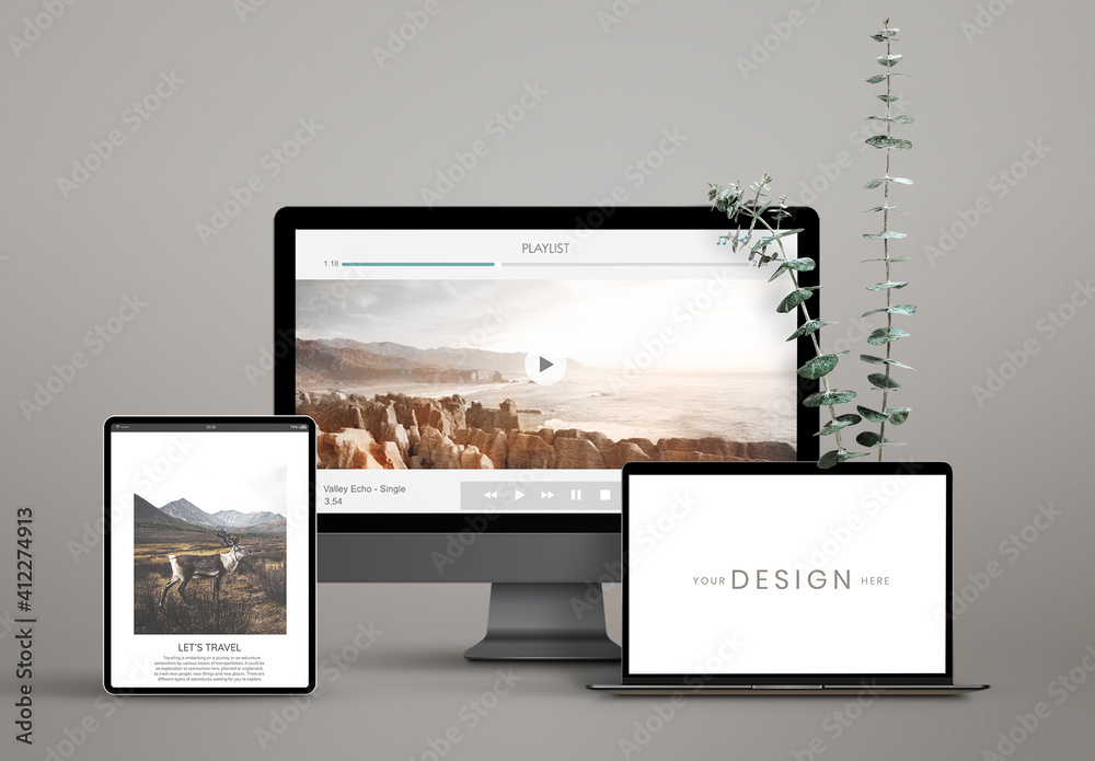 Digital Device Screen Mockups Design Stock Template | Adobe Stock