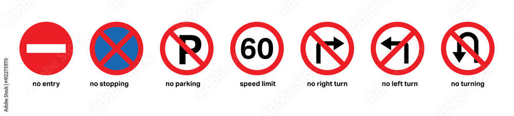 set of round traffic signs. traffic symbols Stock Vector | Adobe Stock