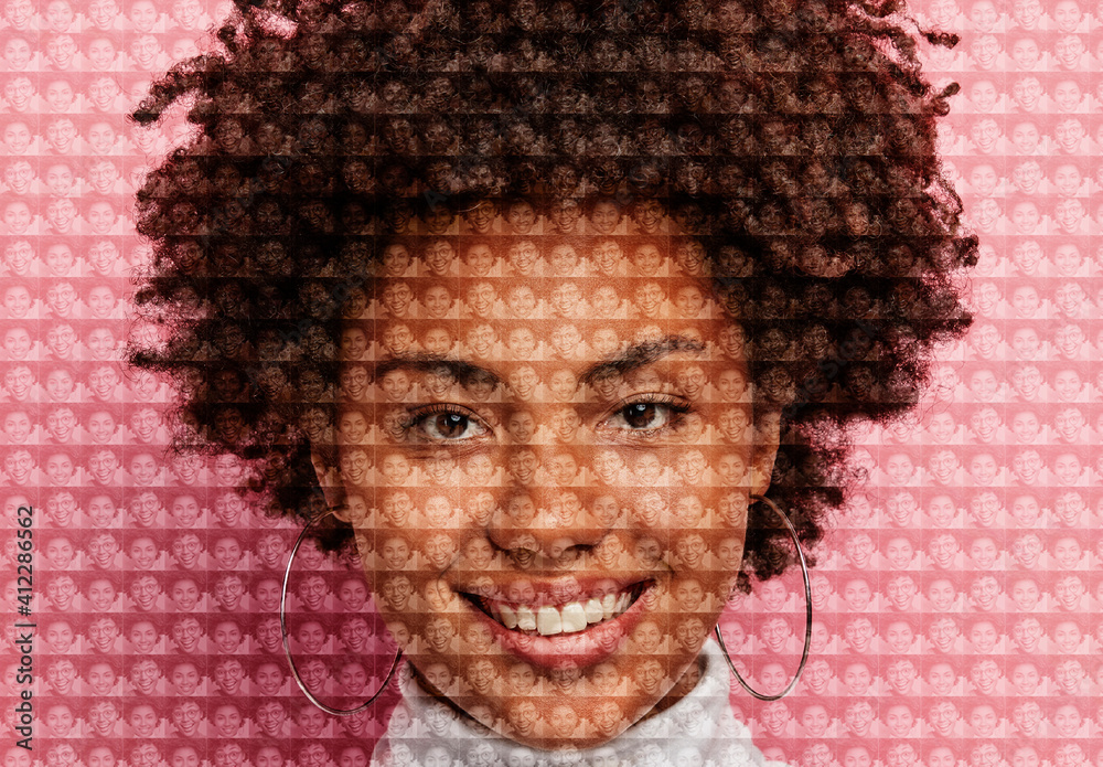 Face Mosaic Photo Effect Mockup Stock Template | Adobe Stock