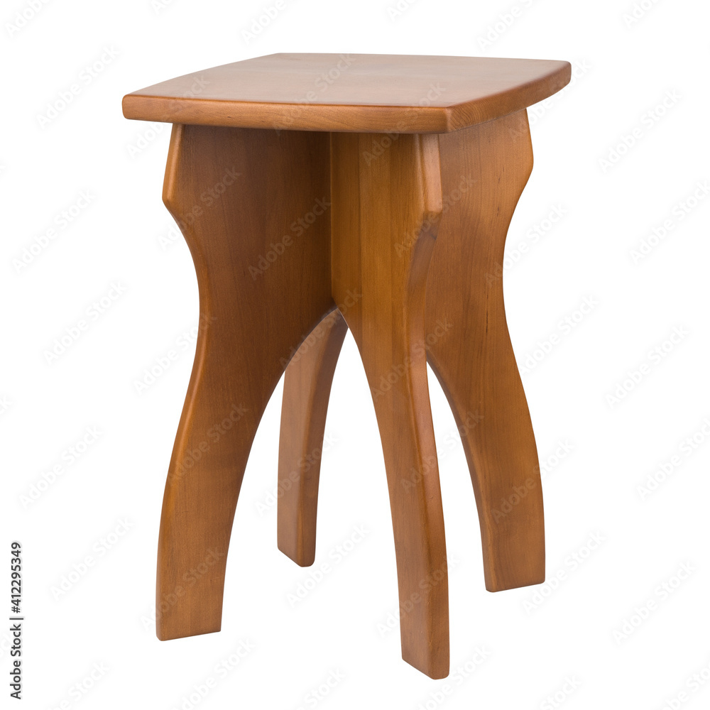 Brown wooden kitchen stool with legs isolated on white background ...